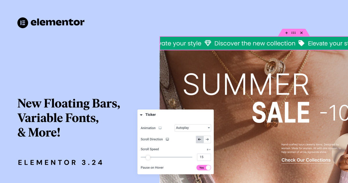Introducing Elementor 3 24 Floating Bars Variable Fonts Enhanced Css