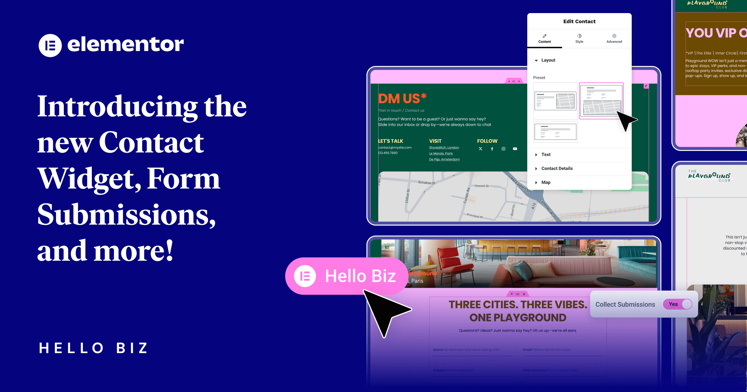 Hello Biz Theme update: Introducing the new Contact Widget, Form Submissions, and more!