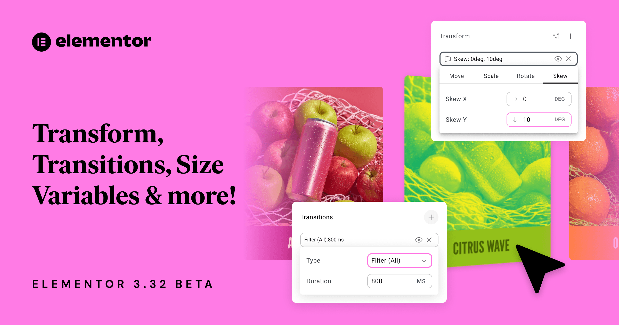 Introducing Elementor 3.32: Transitions, Transform, Size Variables, and More