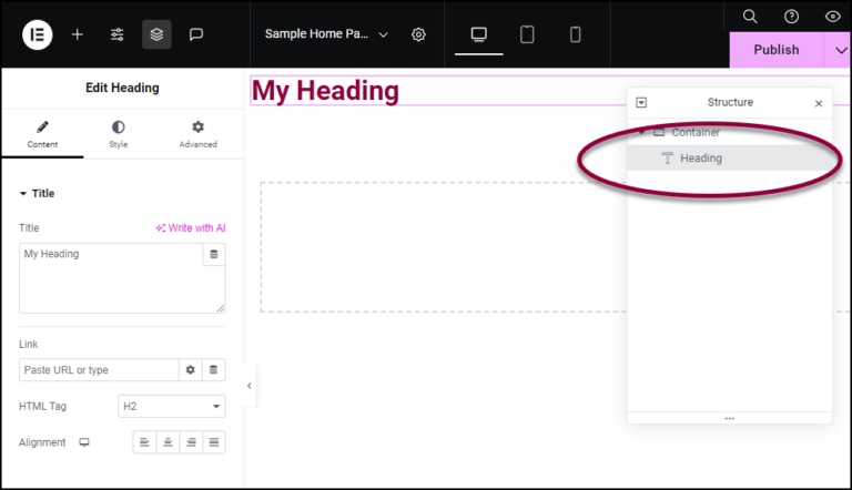 Delete elements from a page | Elementor