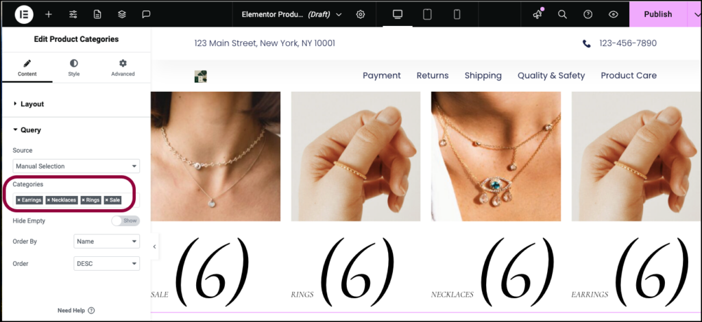 WooCommerce Product Categories widget | Elementor