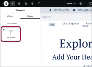 Create a global widget | Elementor