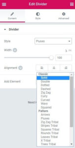 Divider Widget Elementor