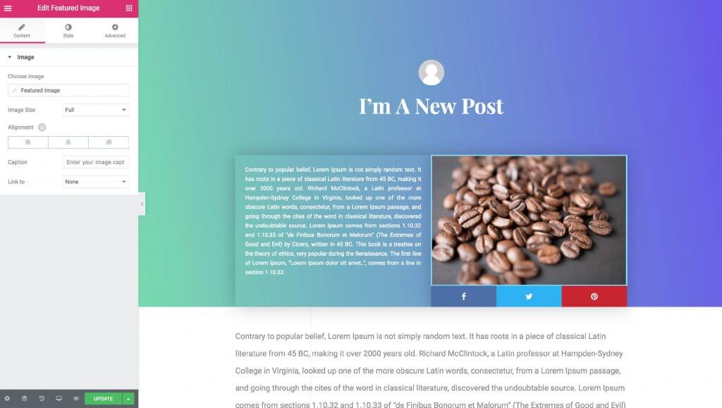 Featured Image Widget Elementor