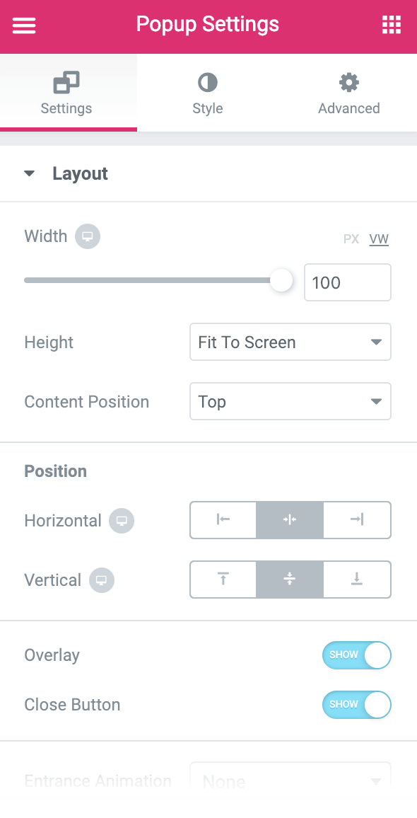 Create A Full-screen Popup » Elementor