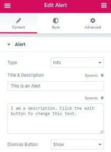 Alert Widget » Elementor