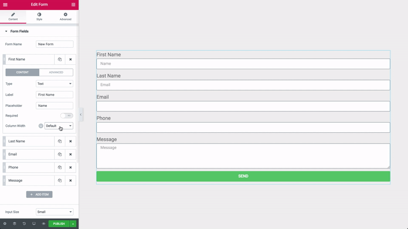 How To Create A Multi Column Form Elementor