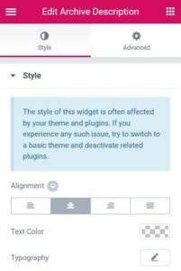 WooCommerce Archive Description » Elementor