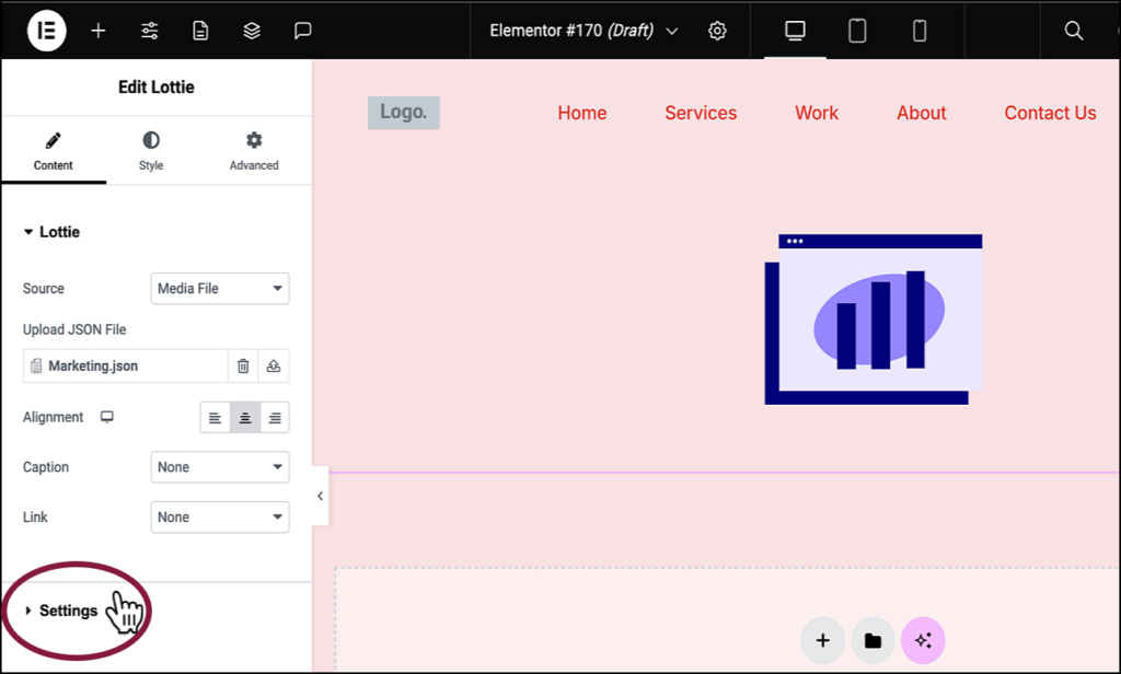 Lottie widget | Elementor