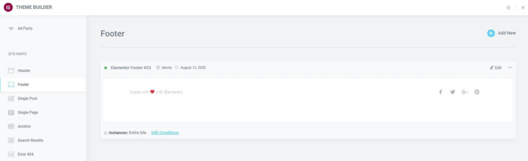 Create or modify your footer | Elementor