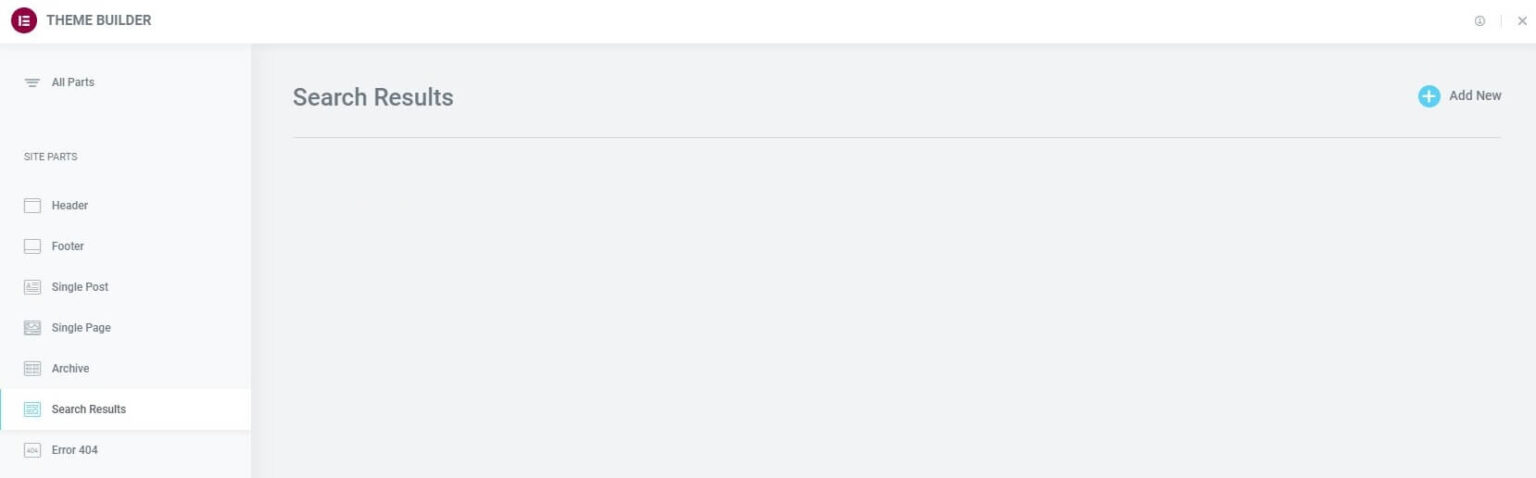 Create or modify a search results page | Elementor