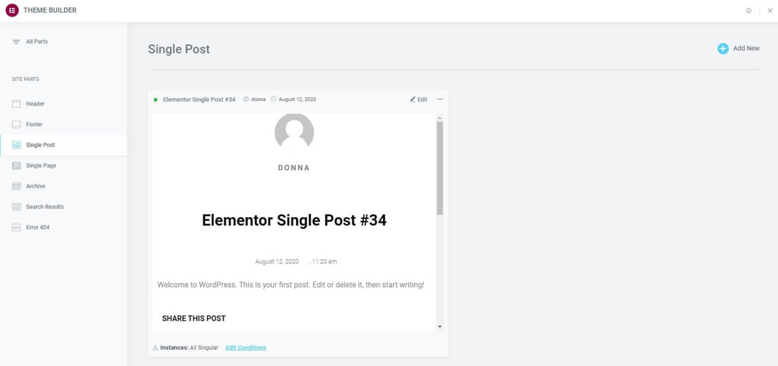 Create a Single Post template | Elementor