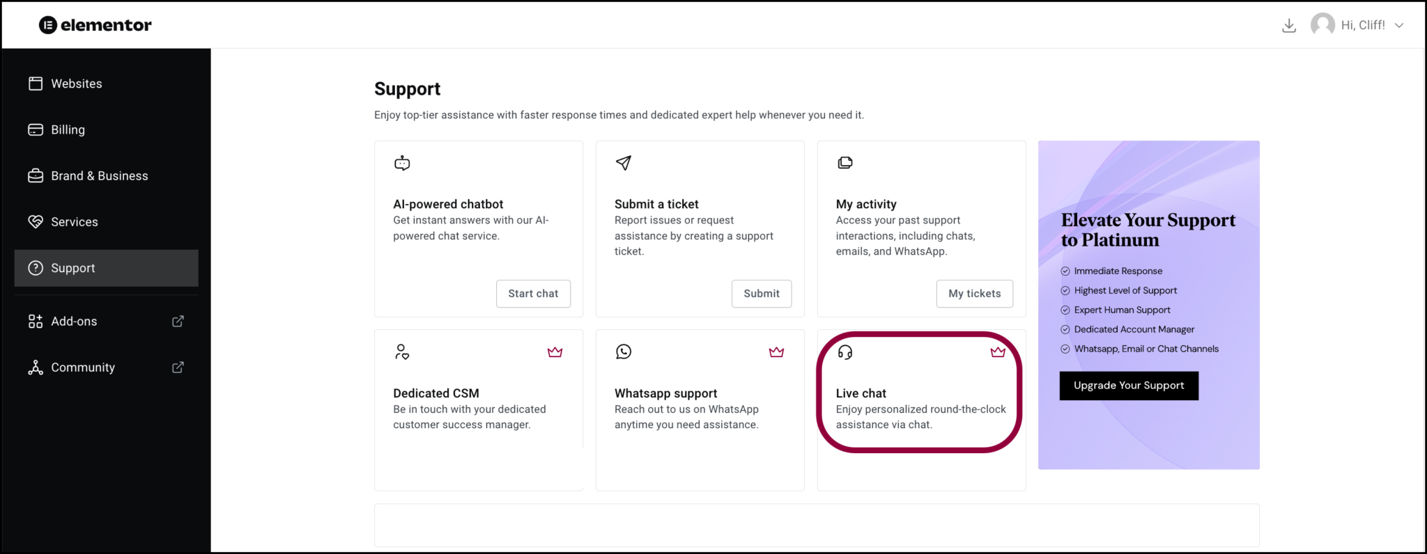 Contact Support | Elementor