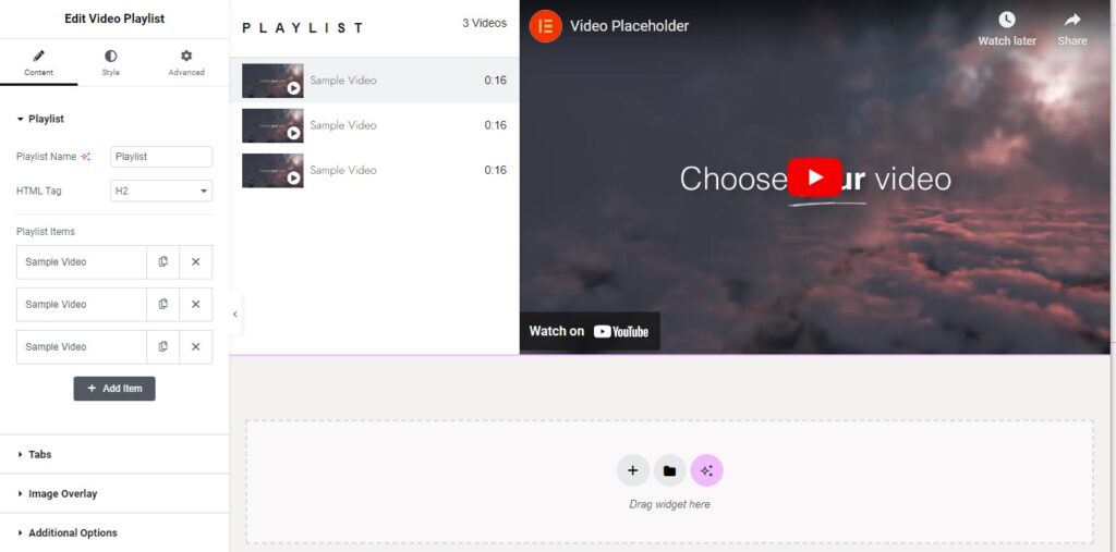 Video Playlist Widget » Elementor
