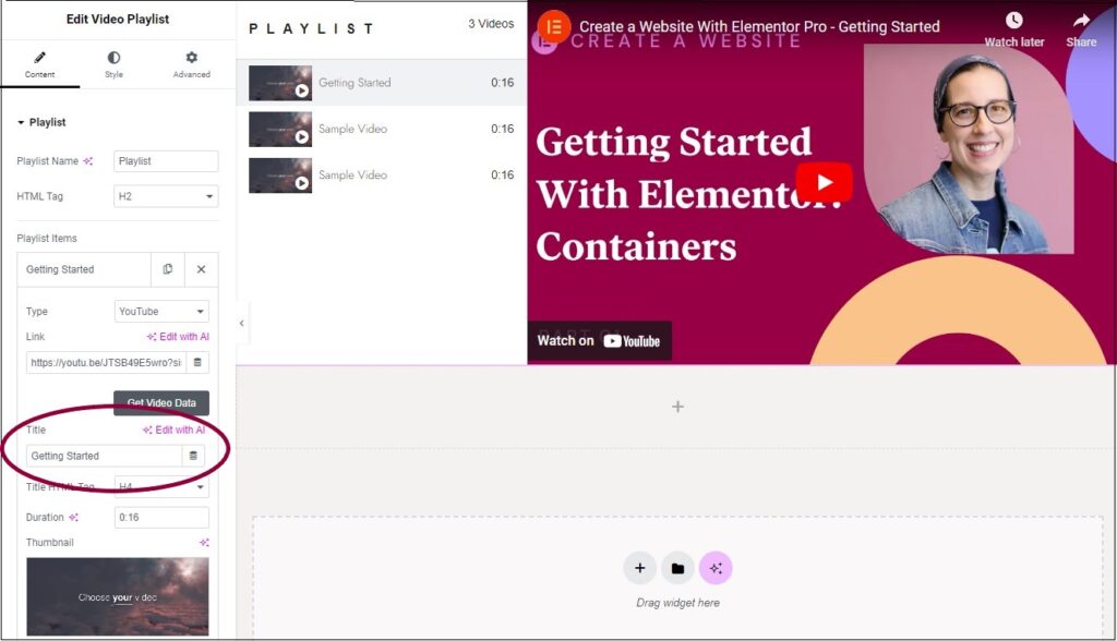 Video Playlist Widget » Elementor