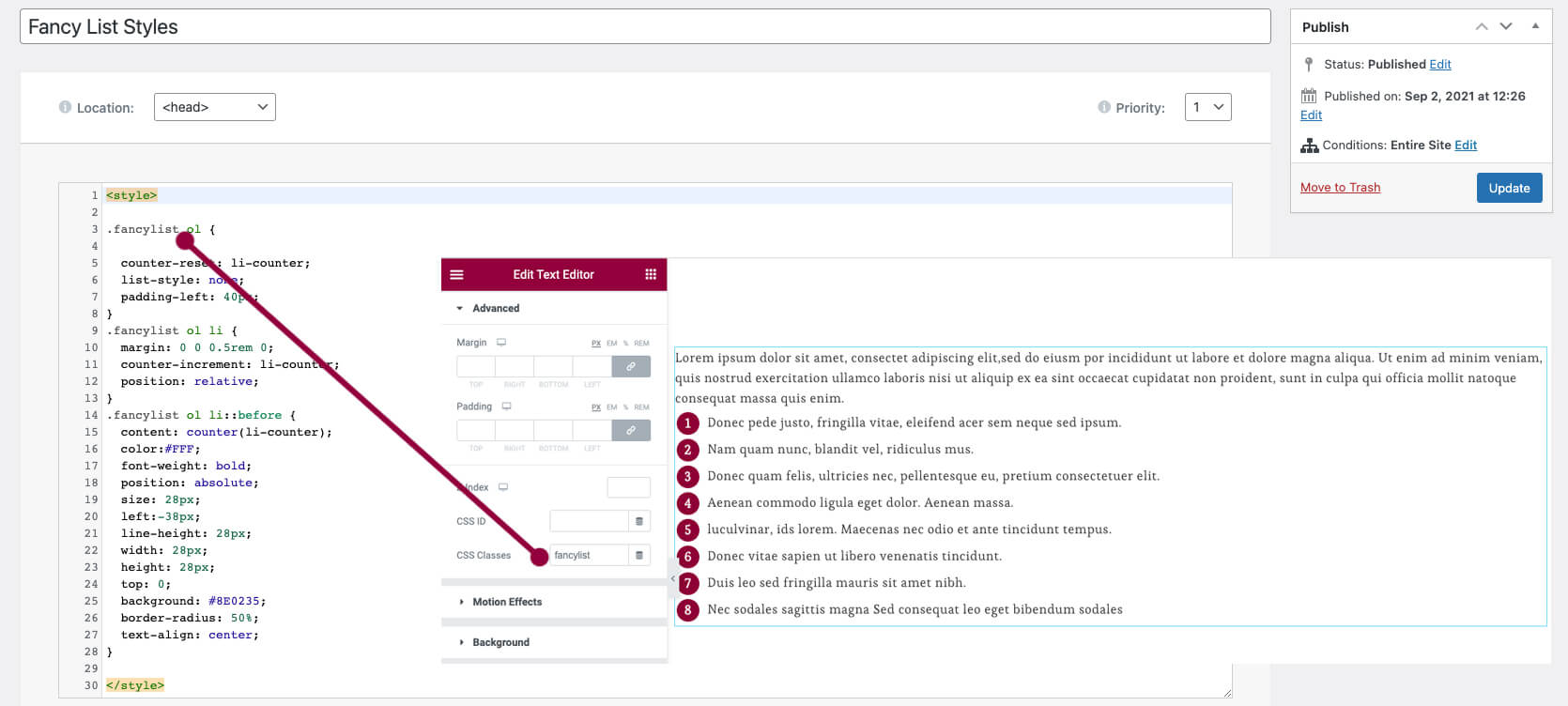  Elementor Custom Code WordPress JS CSS 