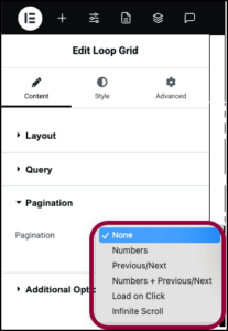 Paginate your loop | Elementor