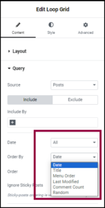 Customize which items appearing your loop | Elementor