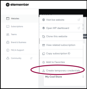 How Do I Issue Temporary Credentials To Support? » Elementor