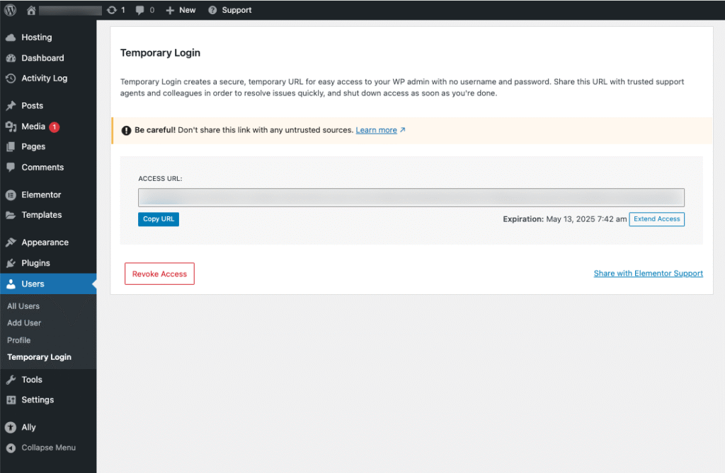 How Do I Issue Temporary Credentials To Support? » Elementor