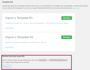 Remove A Kit » Elementor
