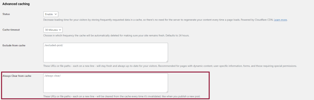 Activate advanced caching | Elementor