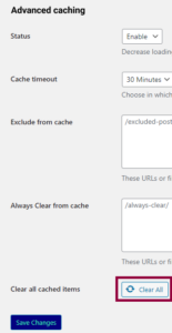 Activate Advanced Caching » Elementor