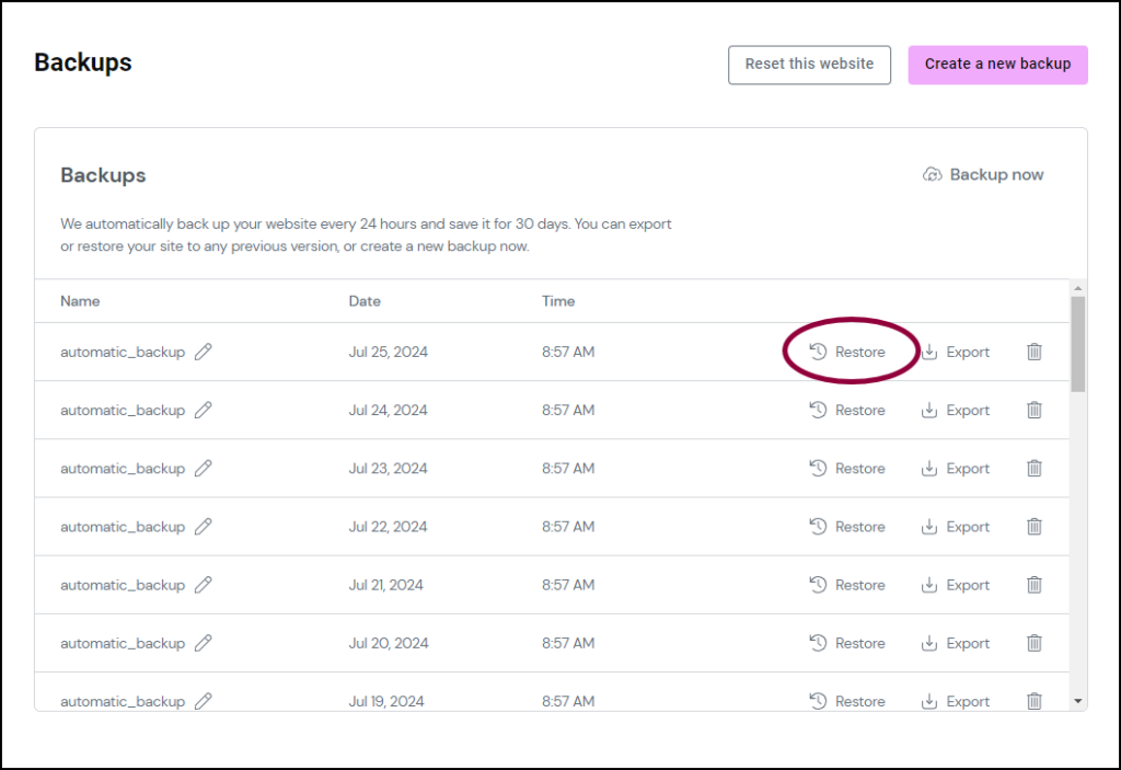 Restore Previous Version Of Your Website » Elementor