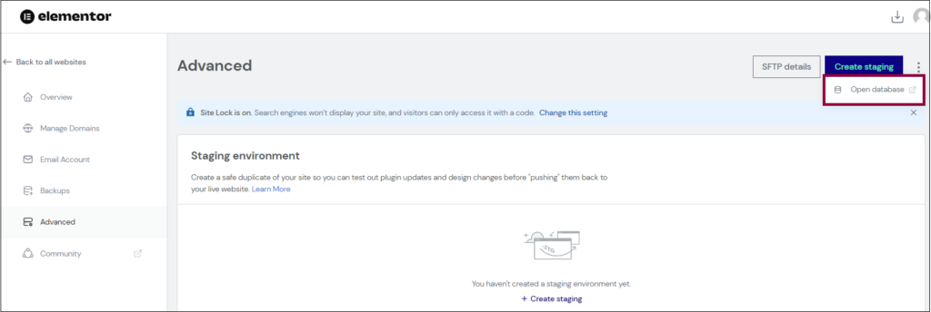 How do I access the database of my Elementor hosted website? | Elementor