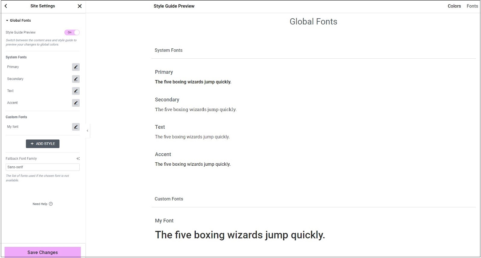 View and edit global fonts | Elementor