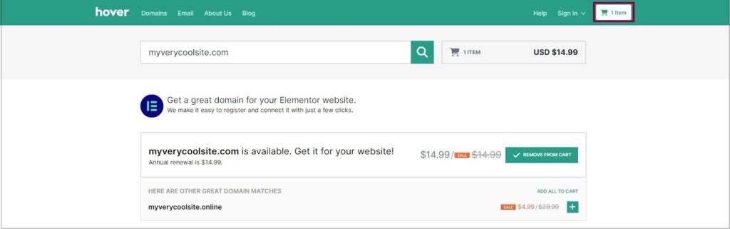 Purchase a custom domain name for your site | Elementor