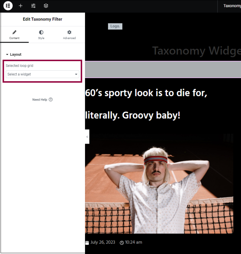 Taxonomy Filter widget | Elementor