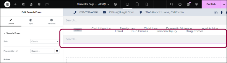 Search Form widget | Elementor