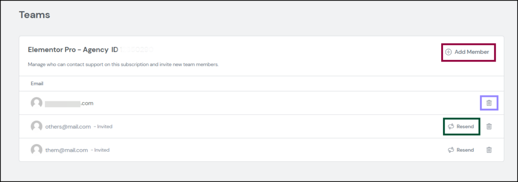 Add Team Members To Your Subscription » Elementor
