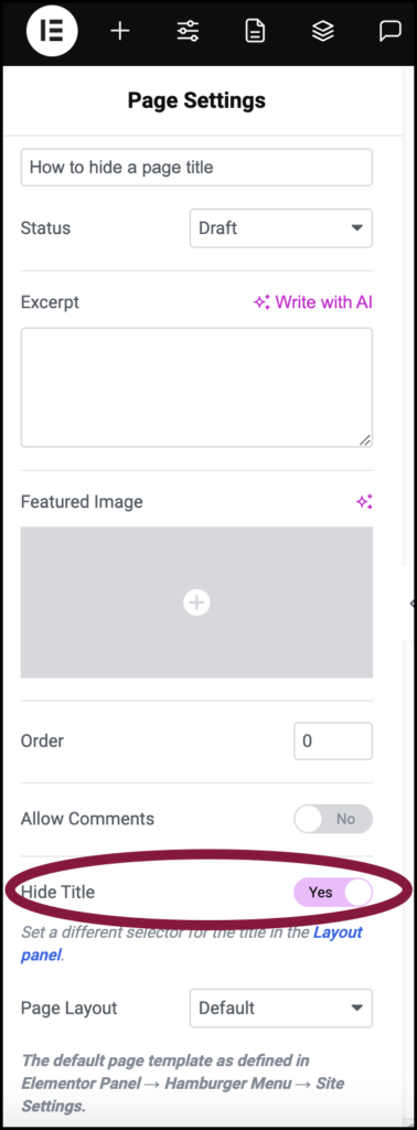 Hide page titles | Elementor