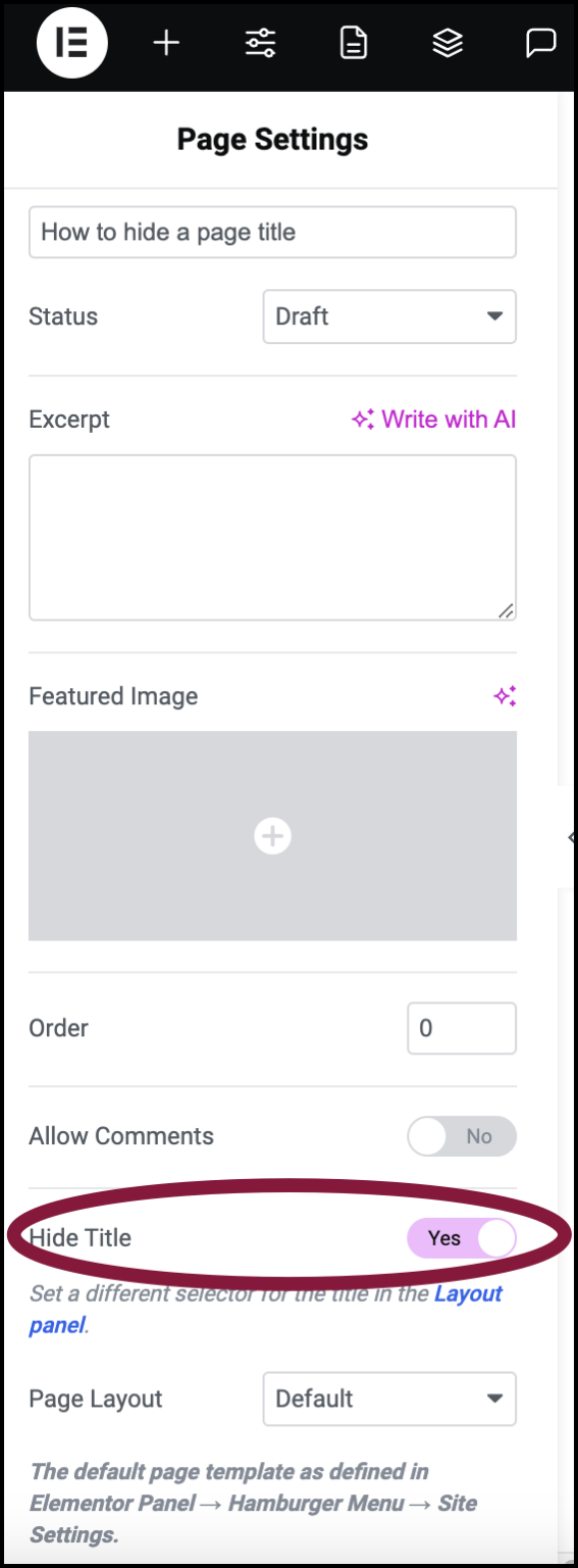 Hide page titles | Elementor