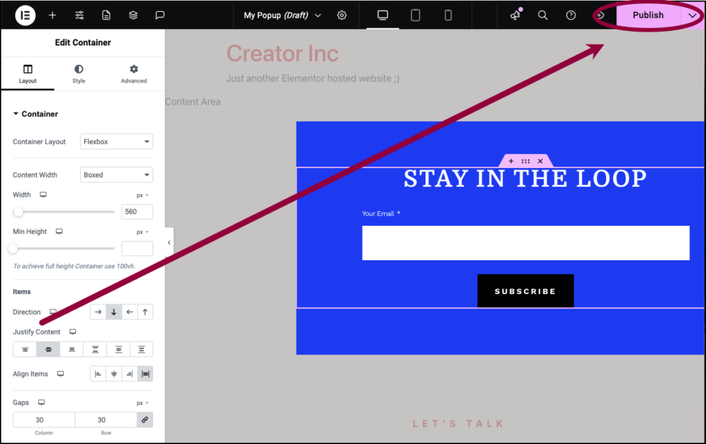Create a popup | Elementor