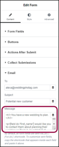 Example of sending custom emails from a form | Elementor