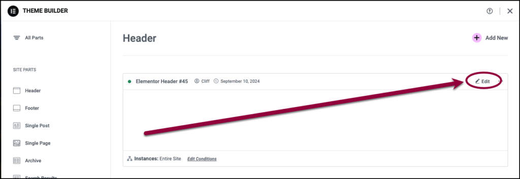 How to Edit Header in WordPress with Elementor