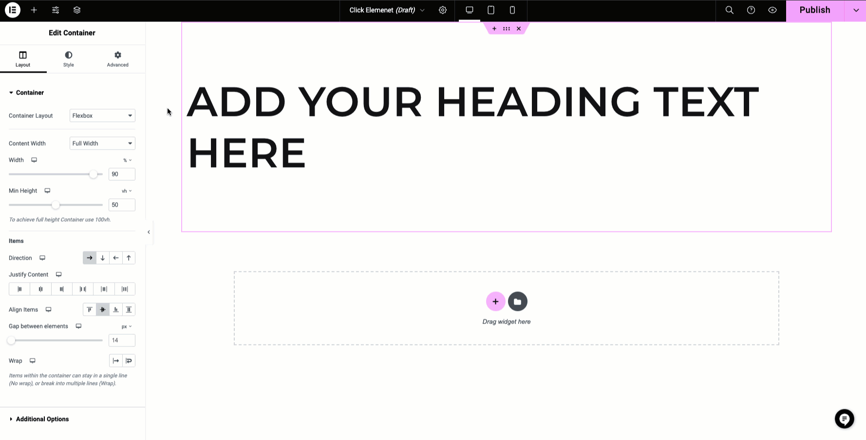 Add elements to a page | Elementor