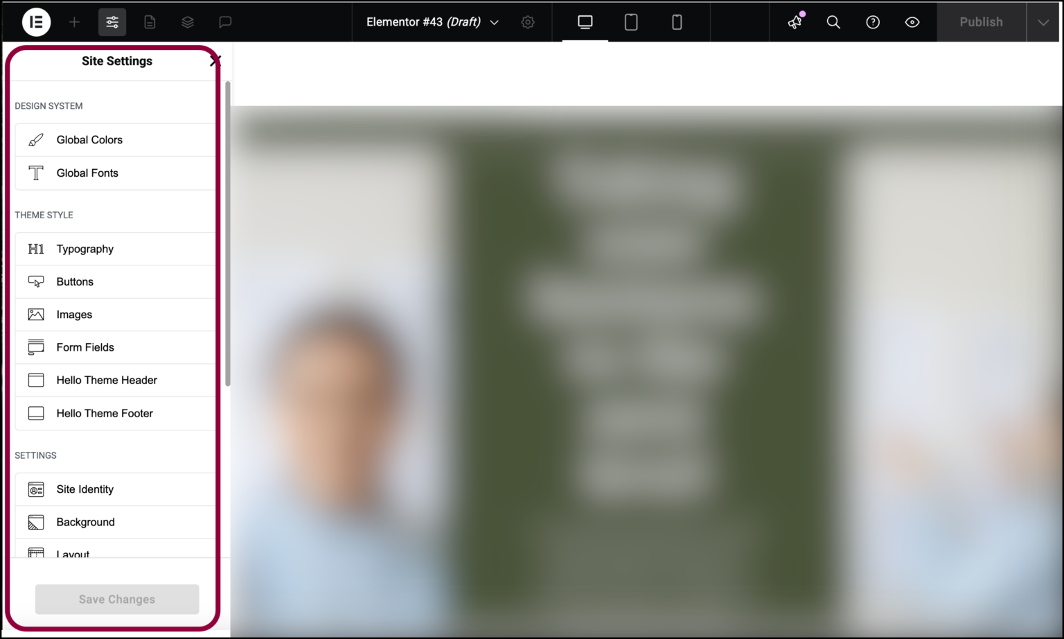 Configure Site Settings | Elementor