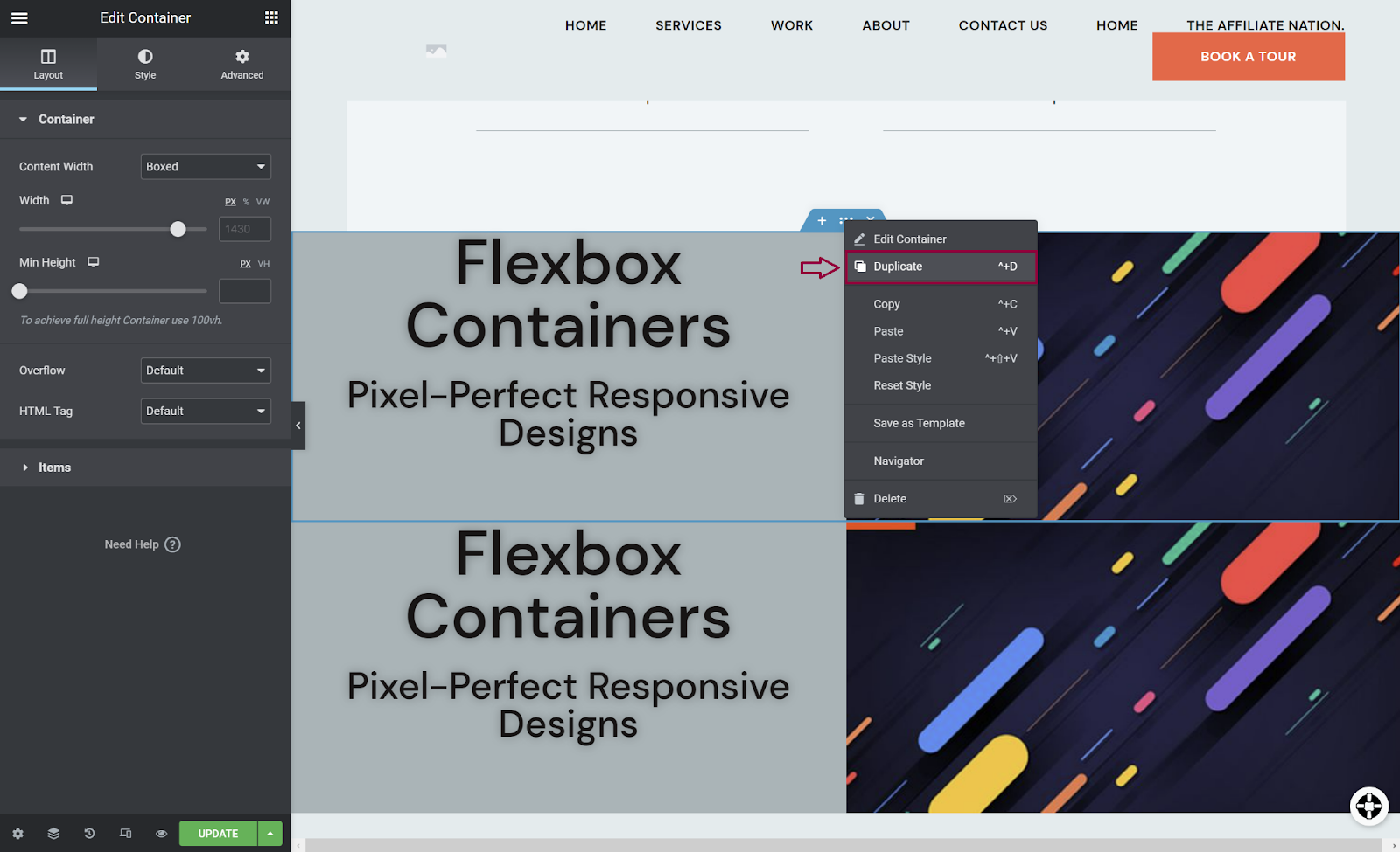 Reuse Containers Elementor