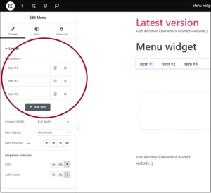 Menu widget | Elementor