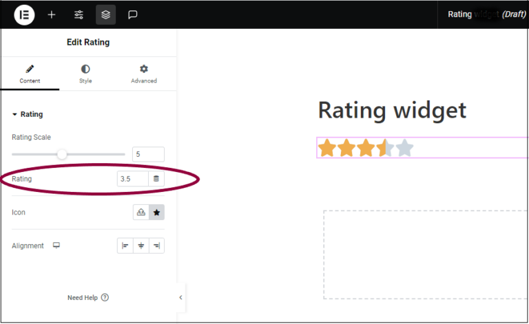 Rating widget | Elementor
