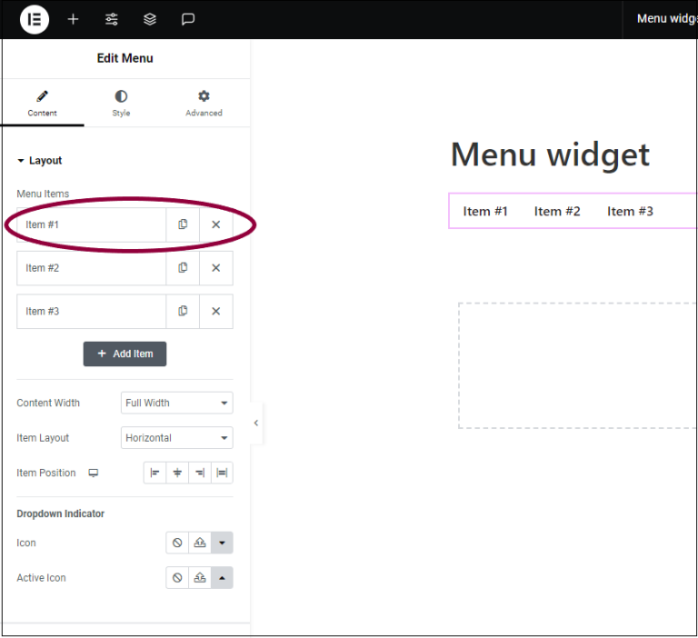 Menu widget | Elementor