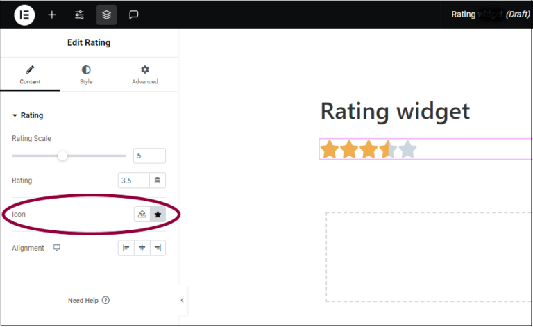 Rating widget | Elementor