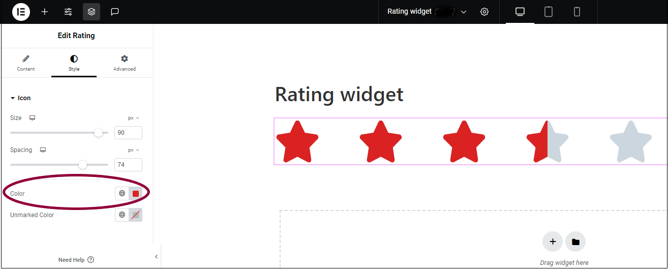 Rating widget | Elementor