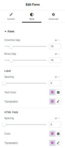 Form widget | Elementor