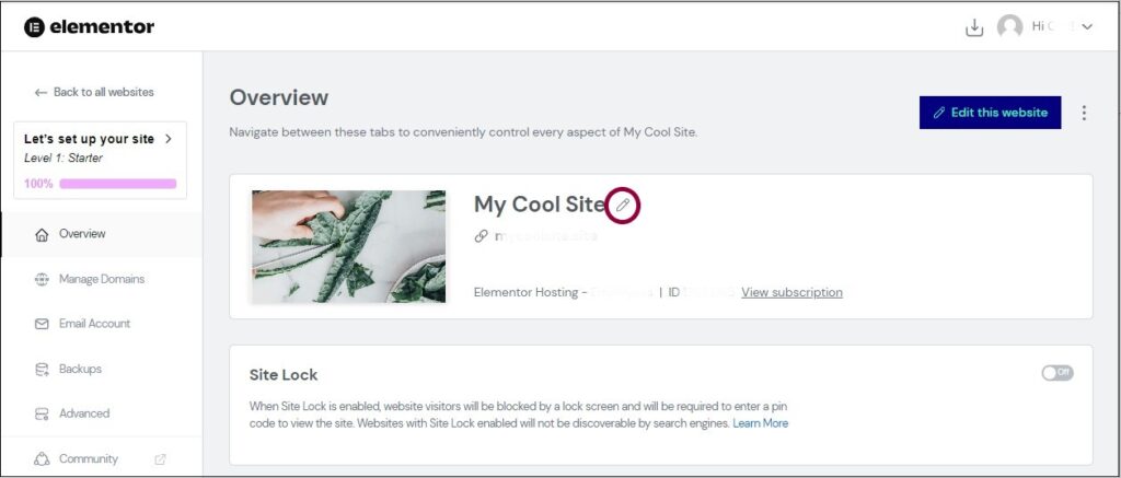 Change your Elementor Host website name | Elementor