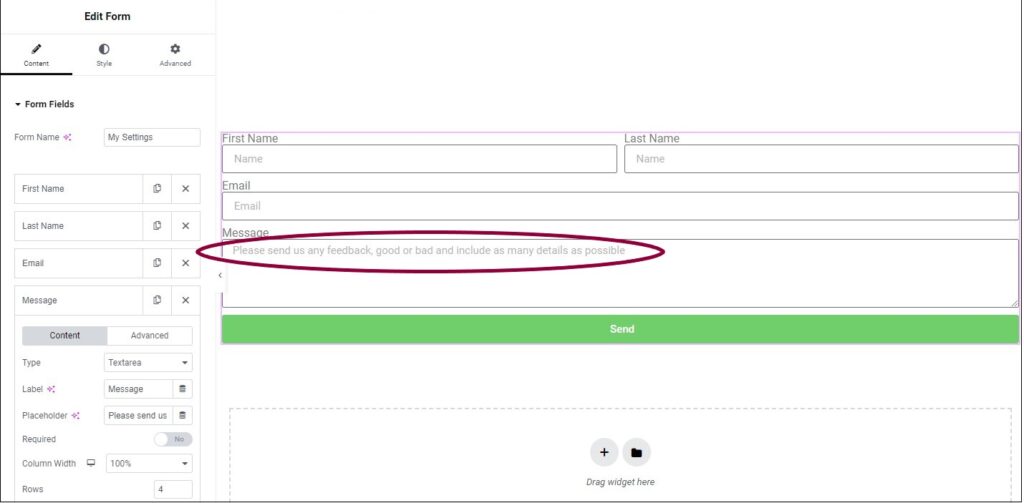 Form widget | Elementor